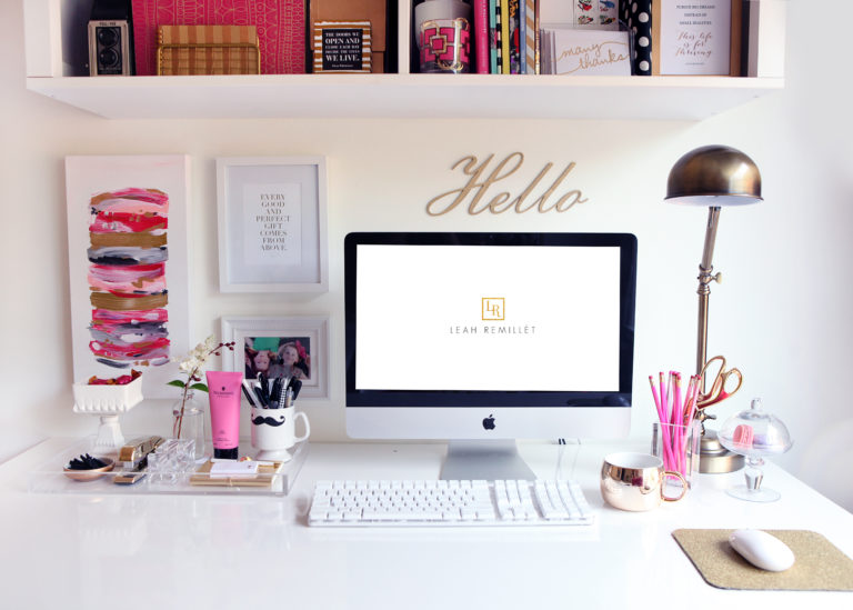 My Black, White, Gold & Magenta Office Reveal & How I Designed it ...